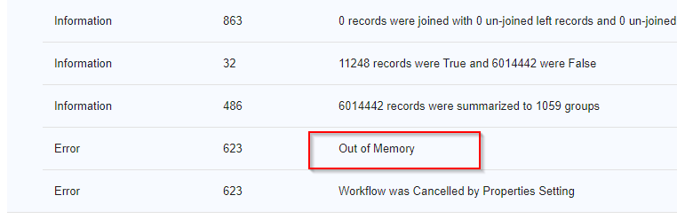 Users workflow is reporting out of memory when run... - Alteryx Community