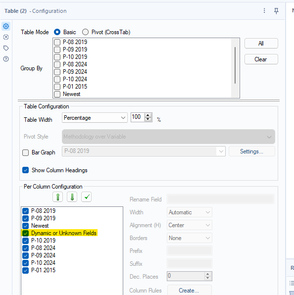 Basic Table Dynamic Or Unknown Fields Order Alteryx Community