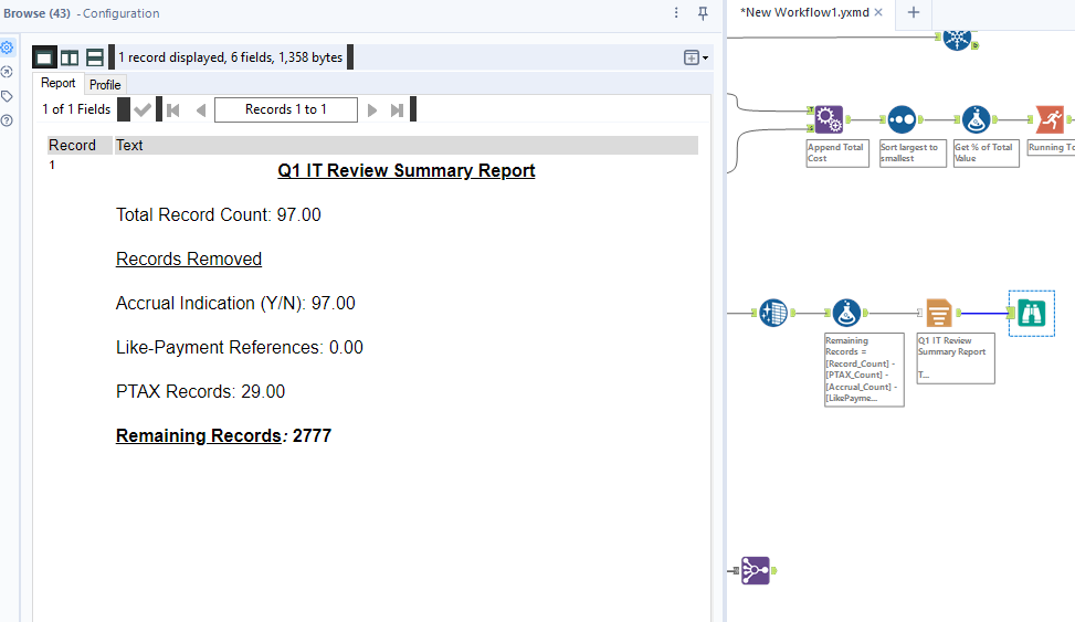 Solved: Summary Report - Alteryx Community