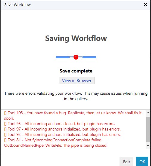Validation error during save to Gallery - Alteryx Community