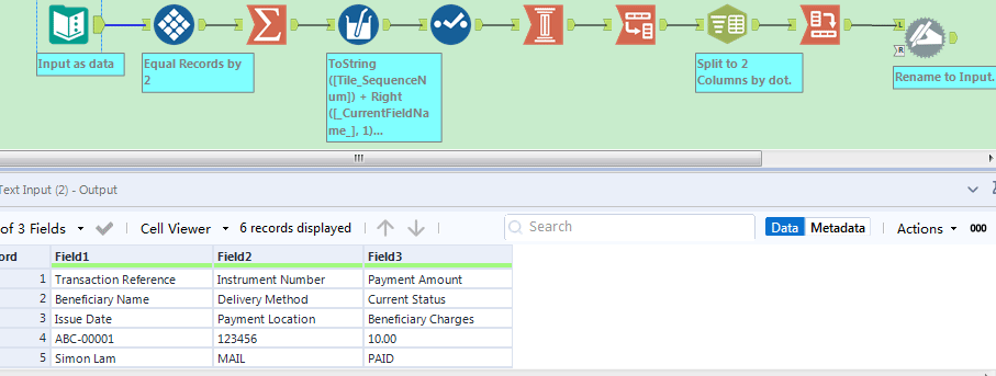 Transpose Text data to one line - Alteryx Community