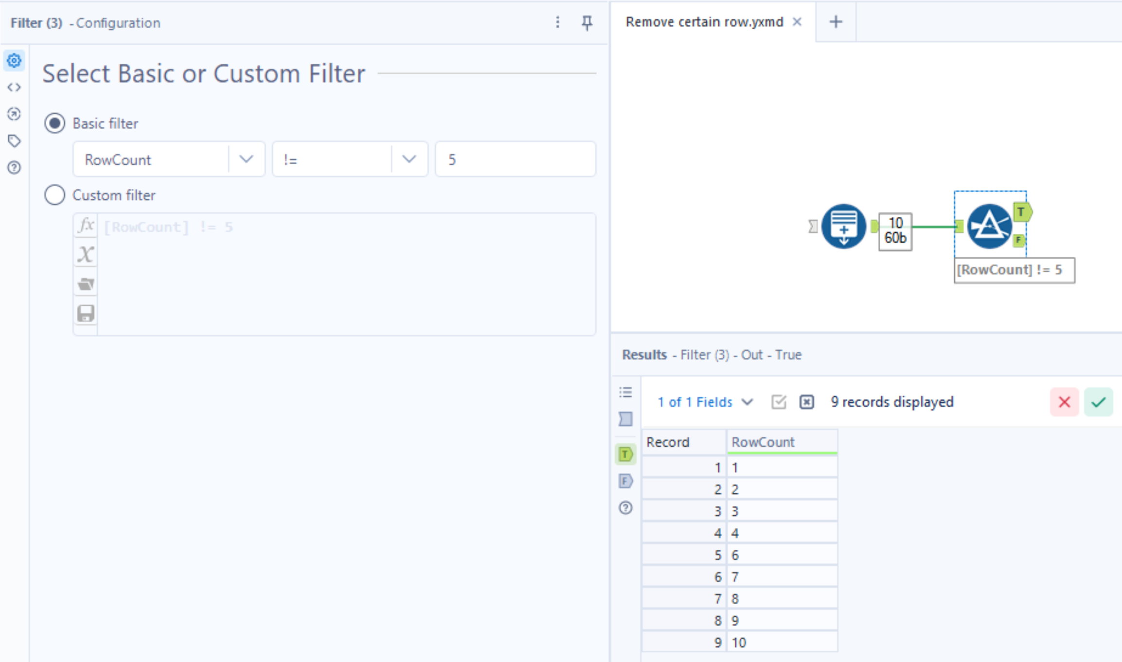How to delete a specifc row number in alteryx? - Alteryx Community