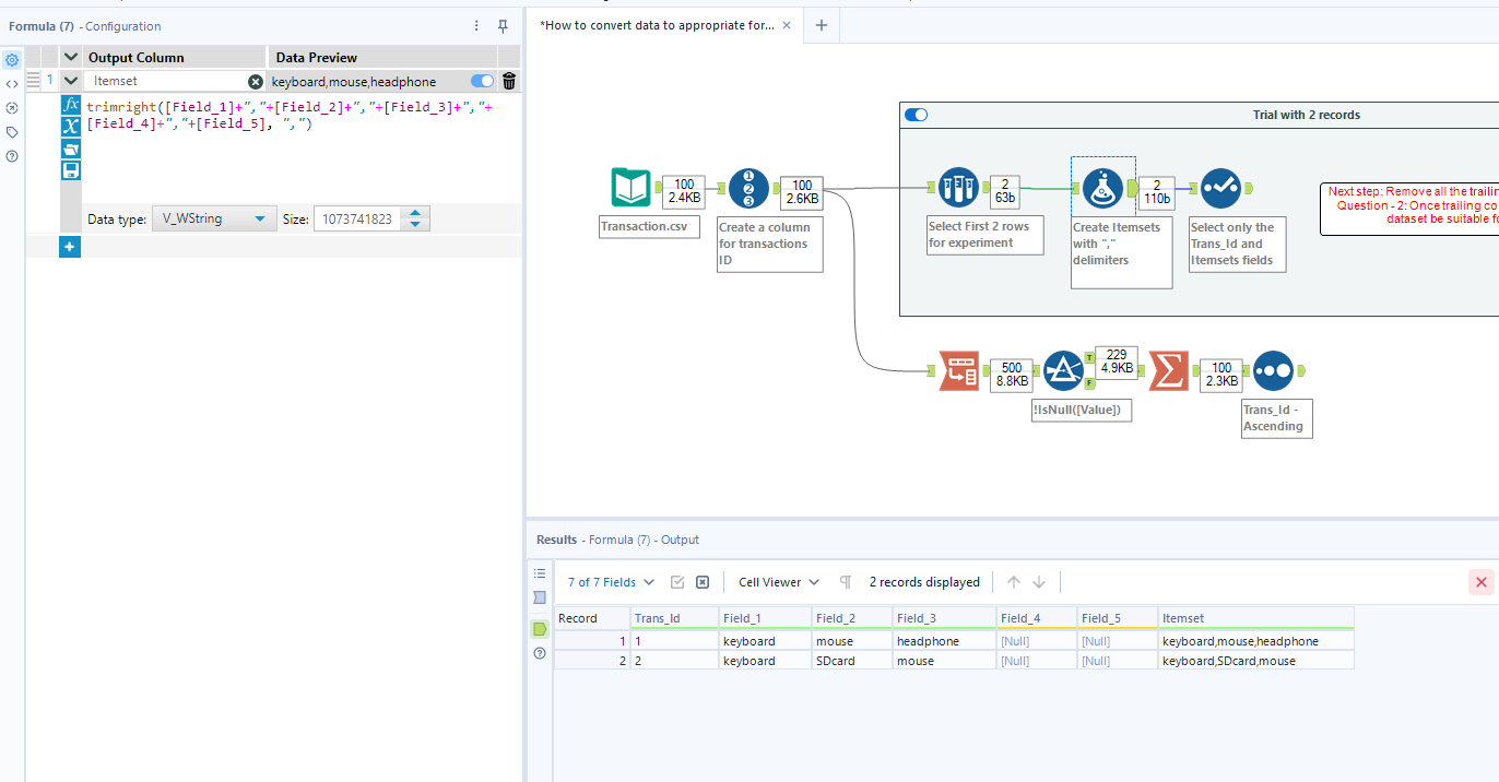 Solved: How to convert data into transaction format for Ma... - Alteryx ...