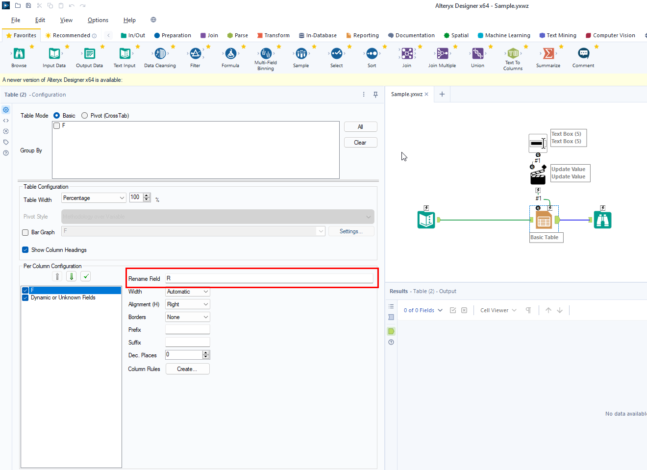 Solved: Using Text Box to modify table header in Table Too... - Alteryx ...