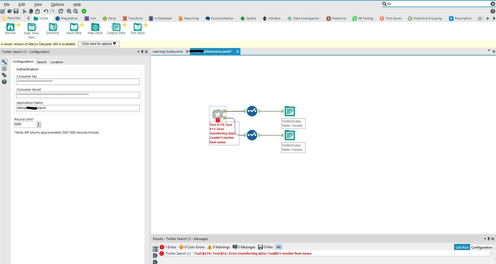 Solved: Cannot connect to Twitter Search tool - Alteryx Community