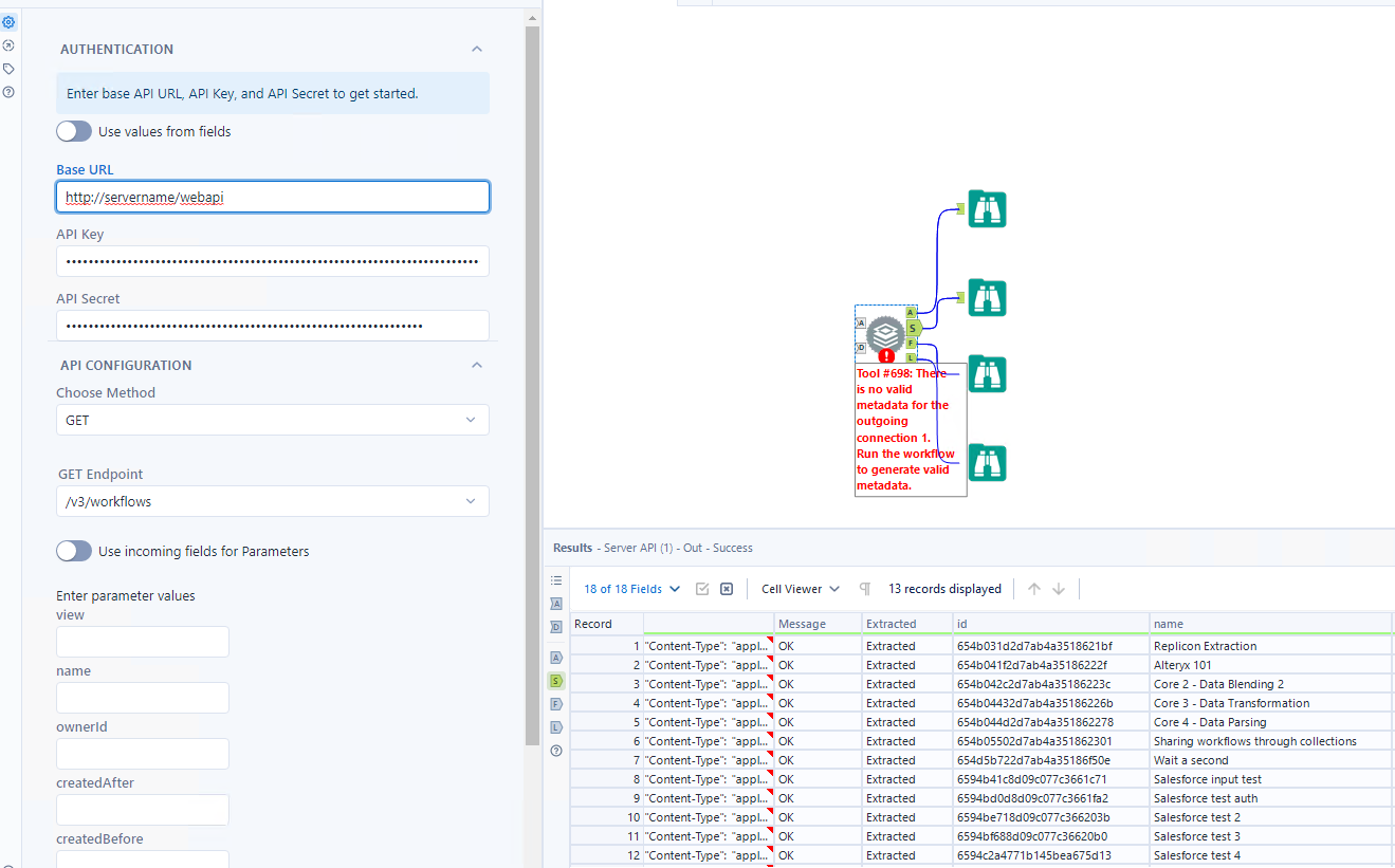 Solved How To Get Api To Get Information From The Server Alteryx Community