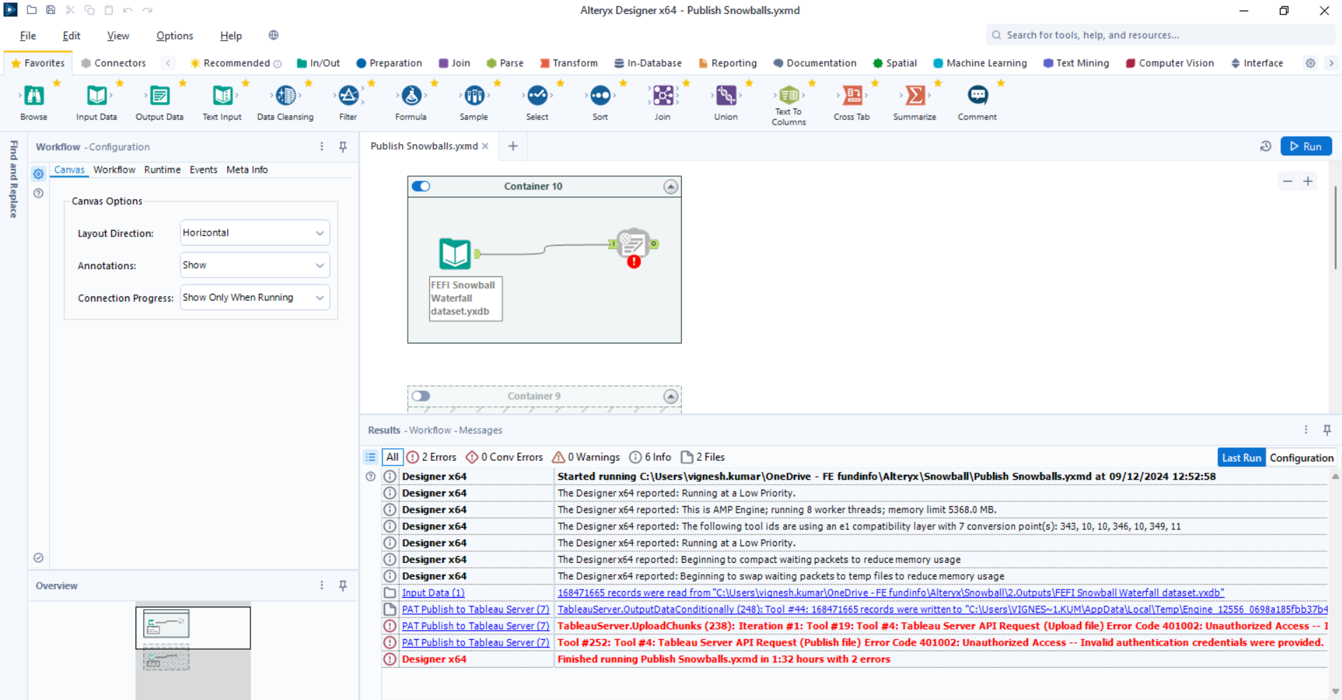 Solved: Publish to Tableau Error - Alteryx Community