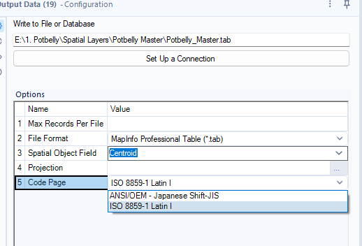 Solved: Mapinfo Tab Export Error "want a narrow string..." - Alteryx Community