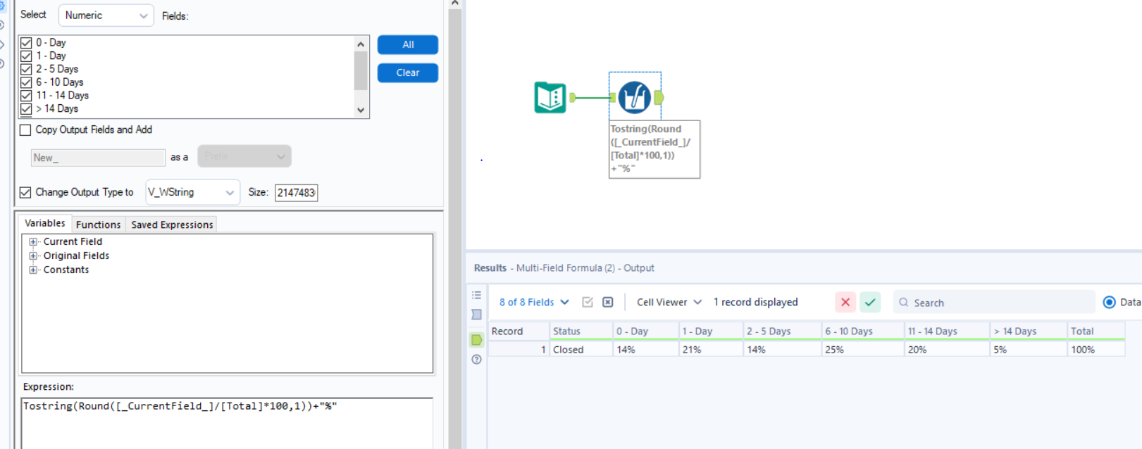Solved: Convert count into percentage - Alteryx Community