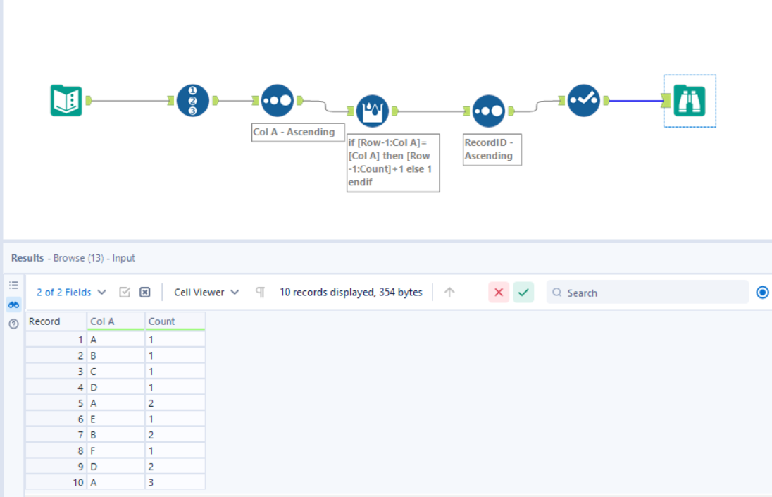 Solved: How to get a running count on a column - Alteryx Community