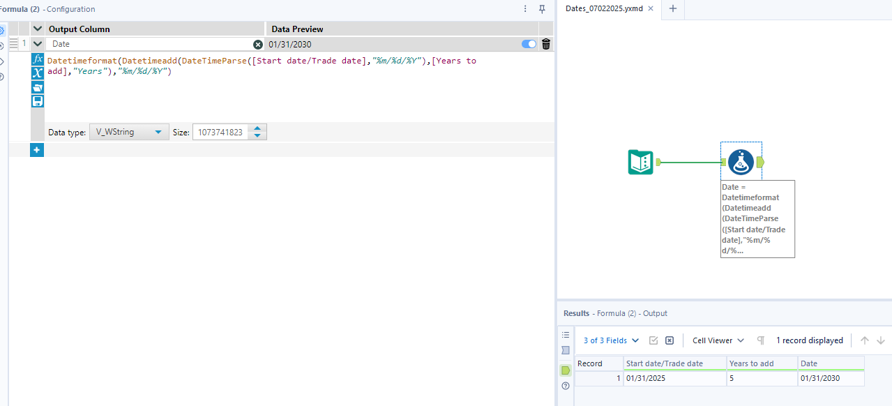 Solved: How to add more years to a format date mm/dd/yyyy? - Alteryx Community