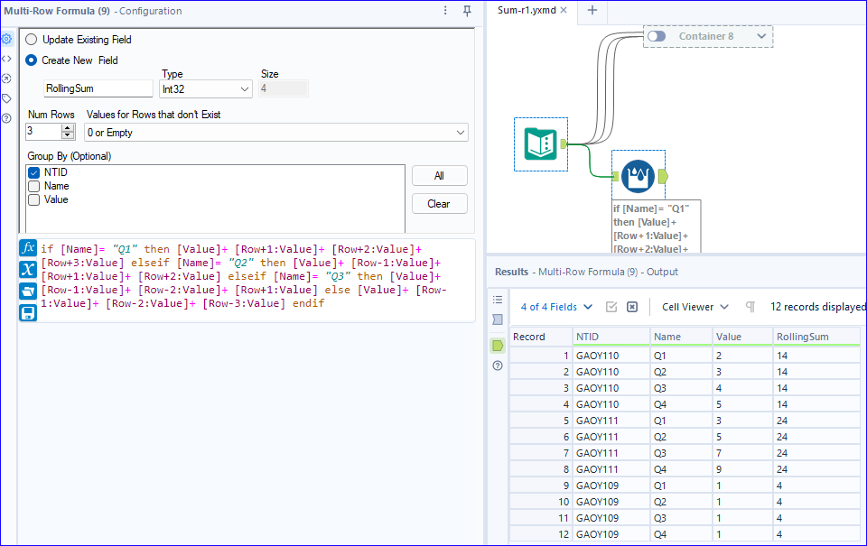 Using the Multi-Row Formula to calculate the sum ... - Alteryx Community