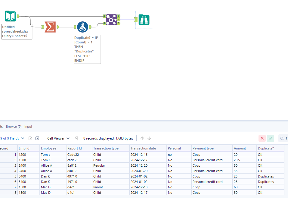 Solved: Duplicate items - Alteryx Community