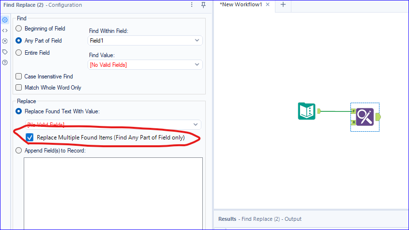 Find and Replace function not working for embedded... - Alteryx Community
