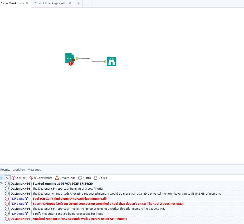 Error: PDF Input (1): Tool #2: Can't find plugin A... - Alteryx Community