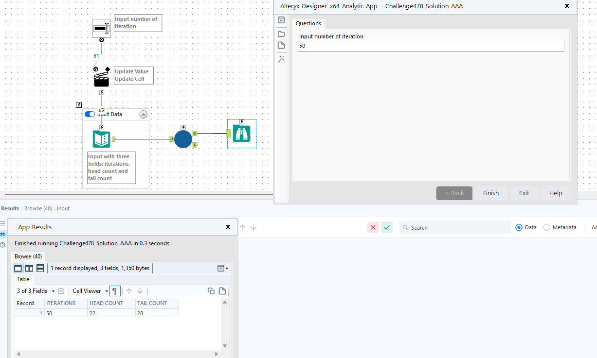 Challenge #478: Build a Coin Flip Simulation App - Alteryx Community