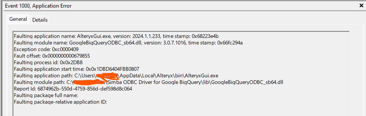 Solved: Alteryx Crashes When Connecting to BigQuery via Si... - Alteryx Community