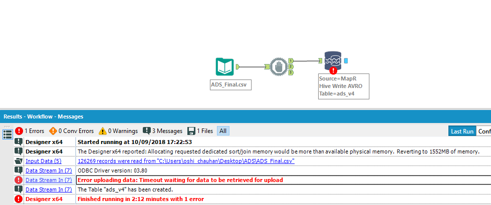 Solved: Data Stream in Error uploading data - Alteryx Community