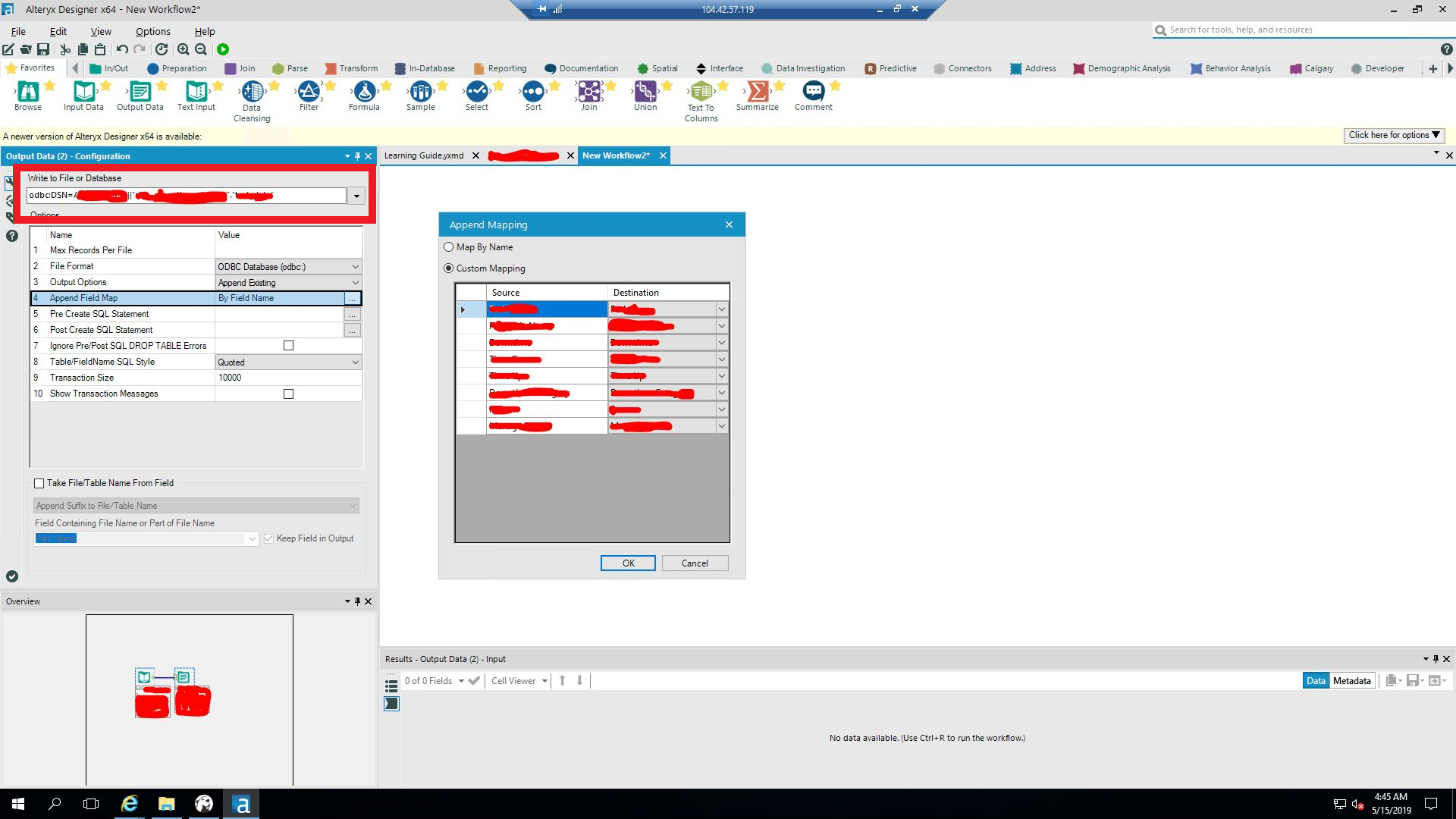 Solved: Custom append mapping unavailable in output tool - Alteryx Community