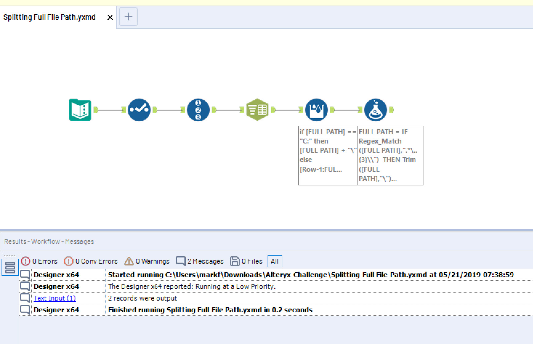 Solved: Splitting full file path into small its it is orig... - Alteryx ...