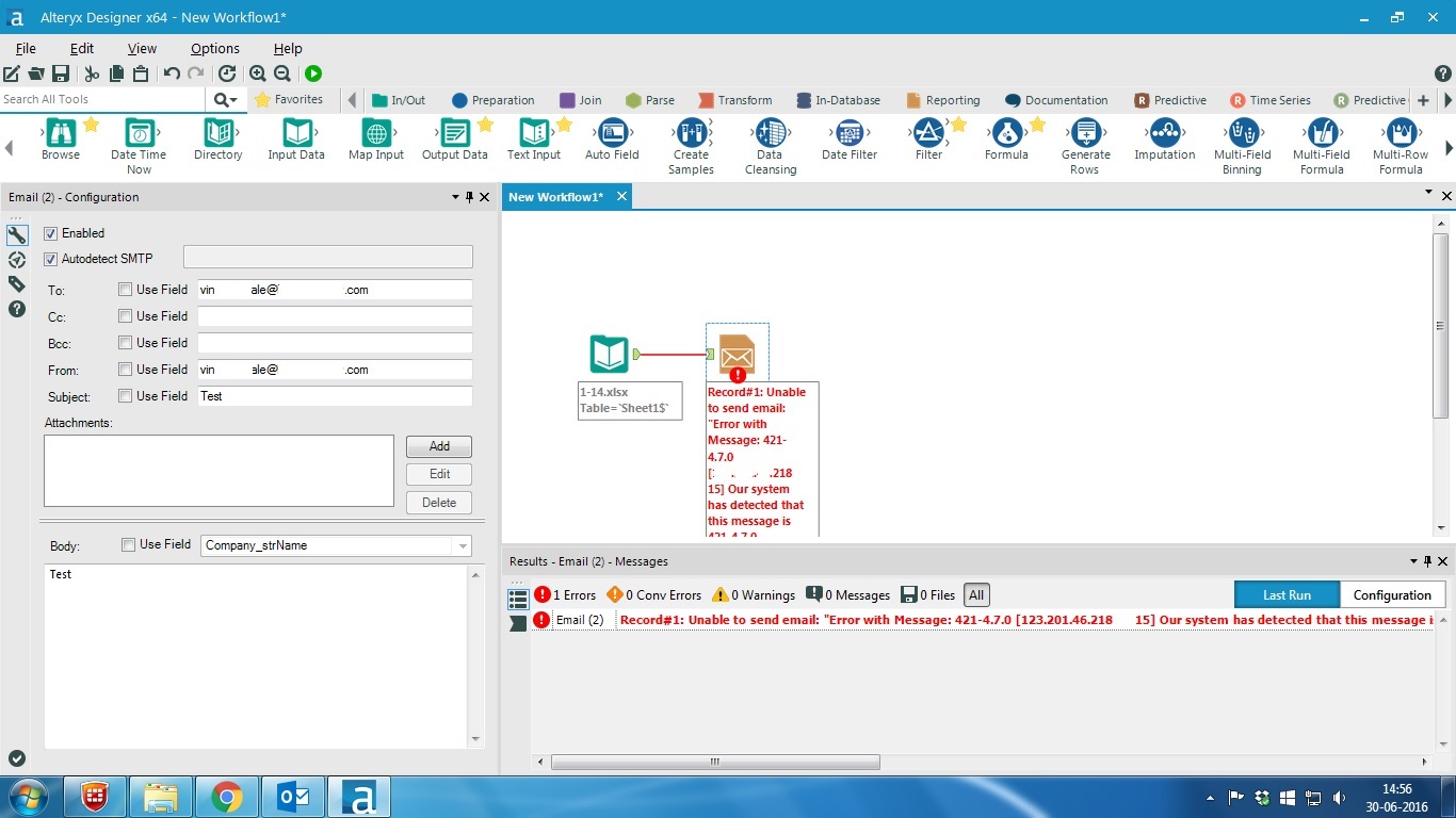 Solved: Error while Using Email Tool - Alteryx Community