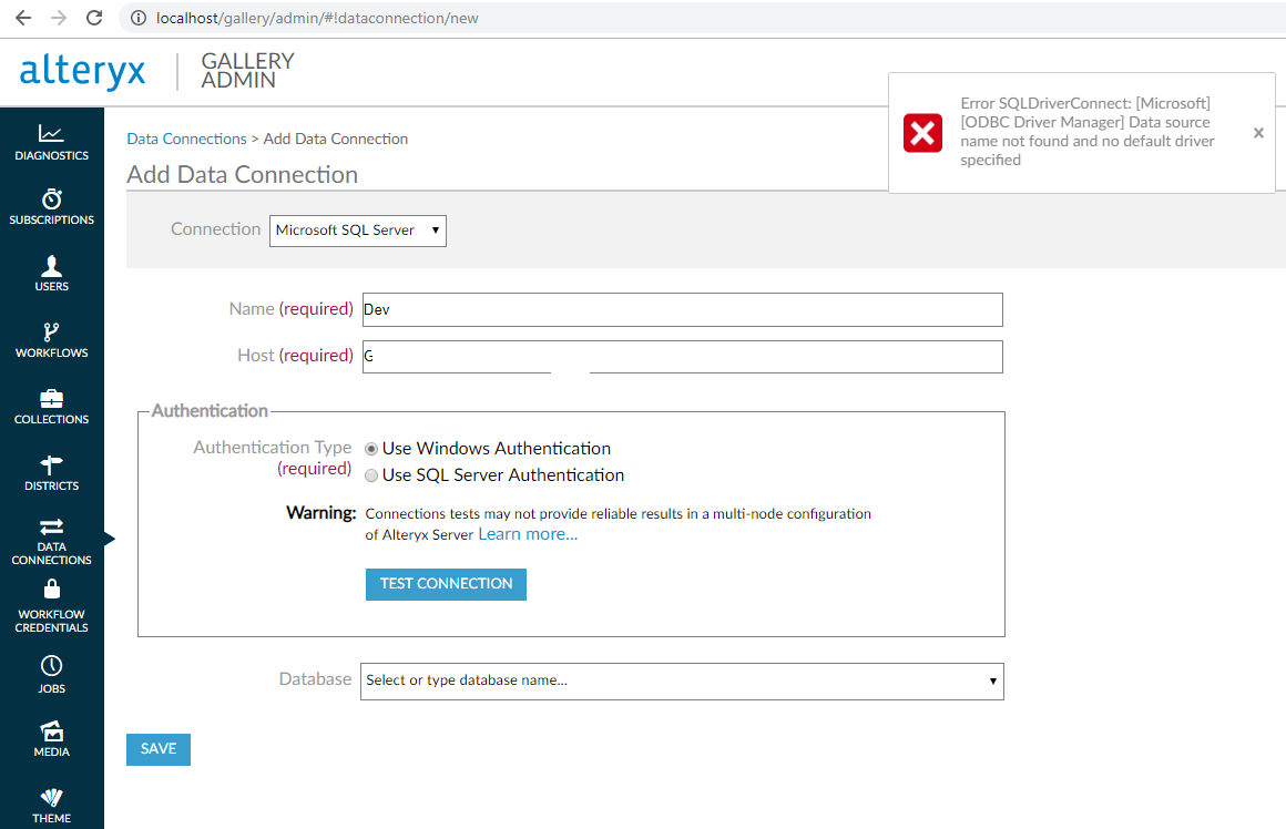 Data Source Name Not Found and no default driver s... - Alteryx Community