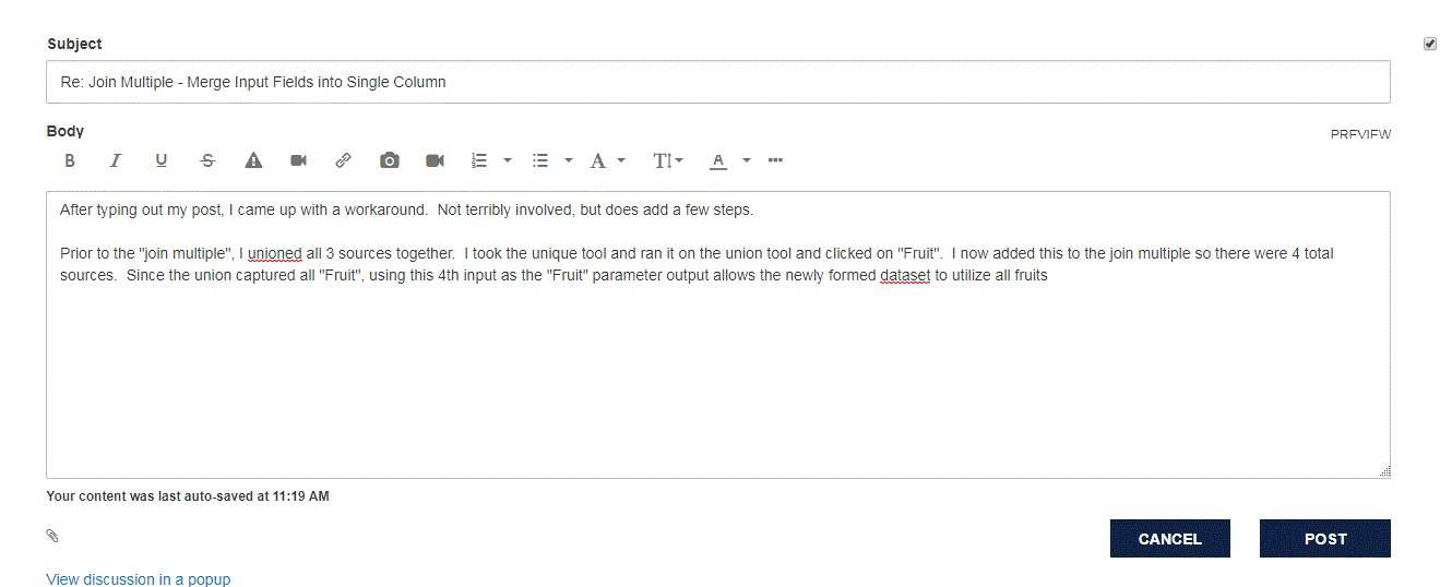 Solved: Join Multiple - Merge Input Fields into Single Col... - Alteryx Community