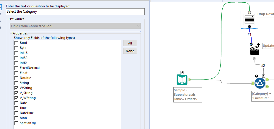 Solved: Input to Drop Down Interface from Other tools - Alteryx Community