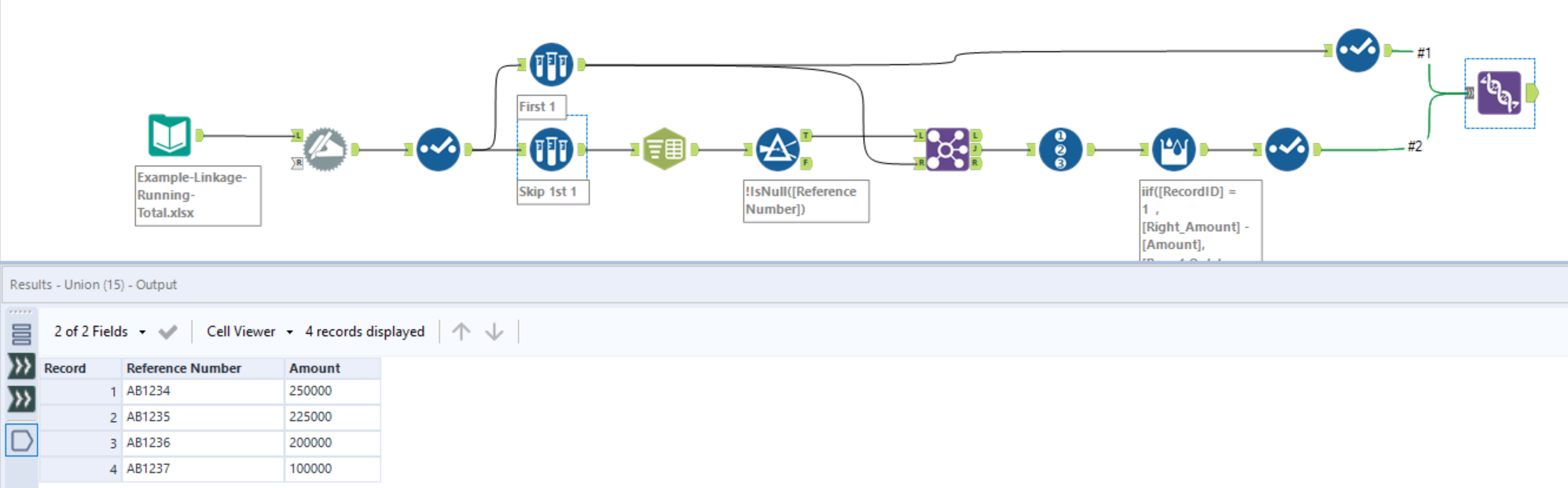 Solved: How can I link multiple records to calculate runni... - Alteryx ...