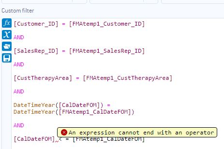 Solved: An Expression cannot end with an operator. - Alteryx Community