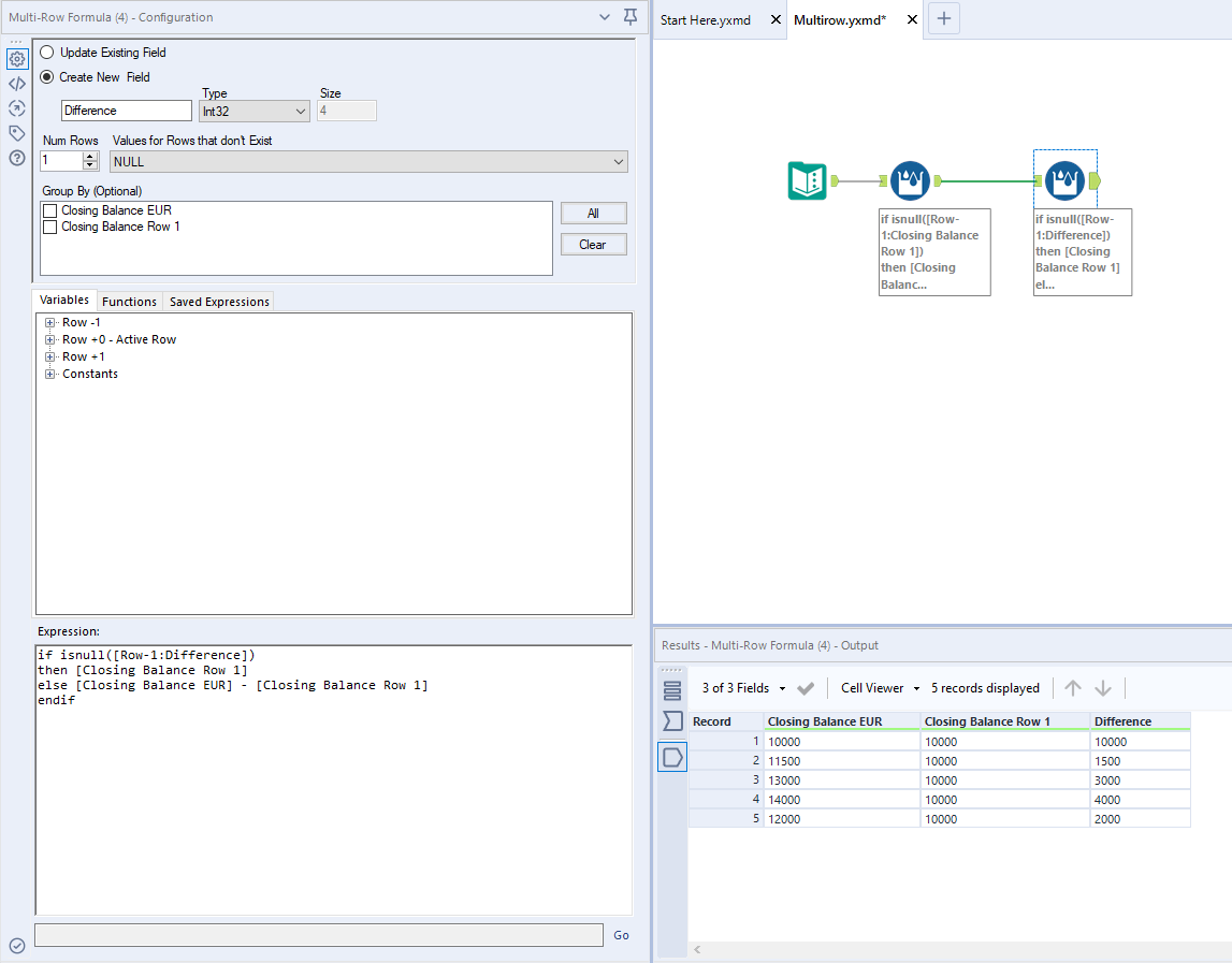 Solved: Calculate difference | First row as constant - Alteryx Community