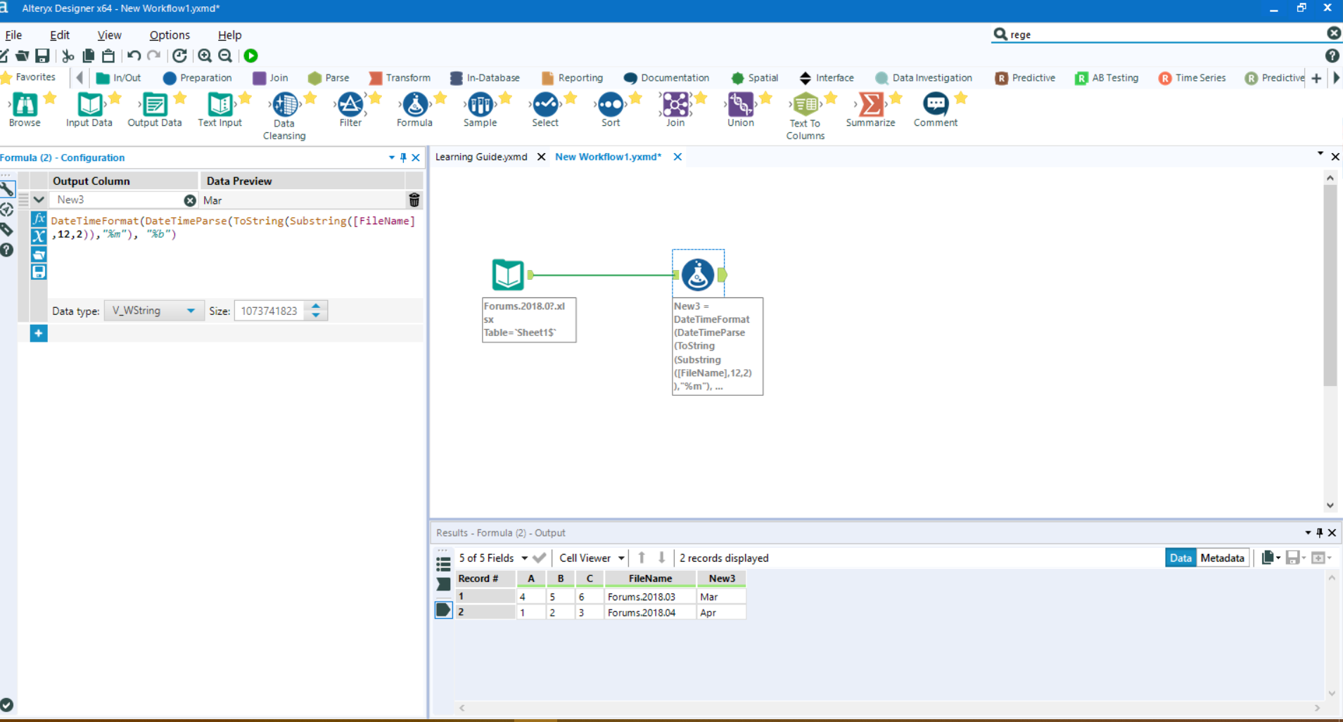 Solved: Create a column Month and populate with the file n... - Alteryx Community