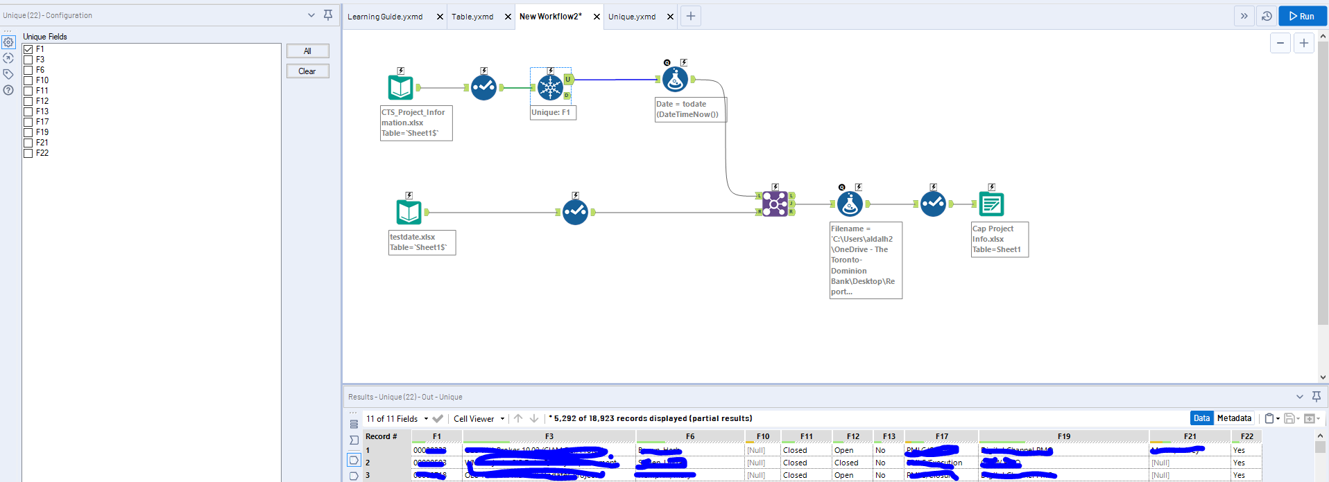 Solved: Headers are removed after unique tool - Alteryx Community