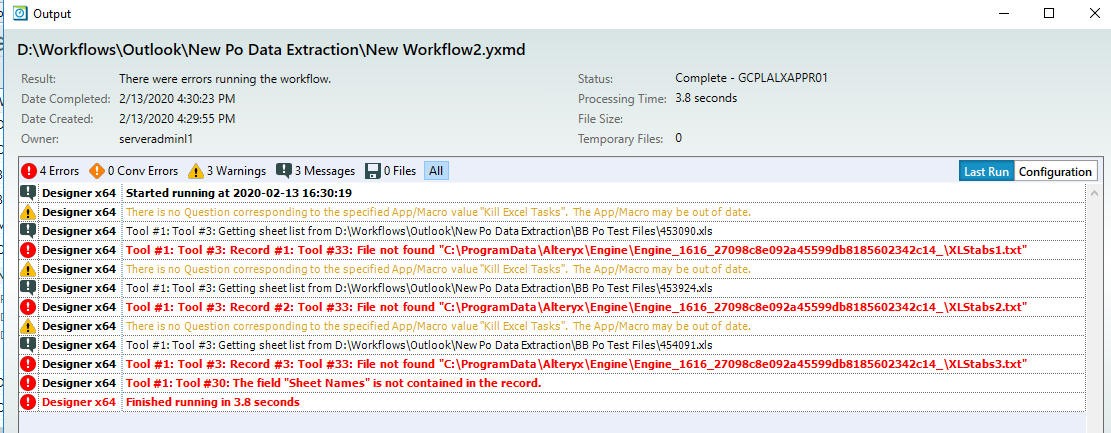Solved: reading multiple xls schedule error - Alteryx Community
